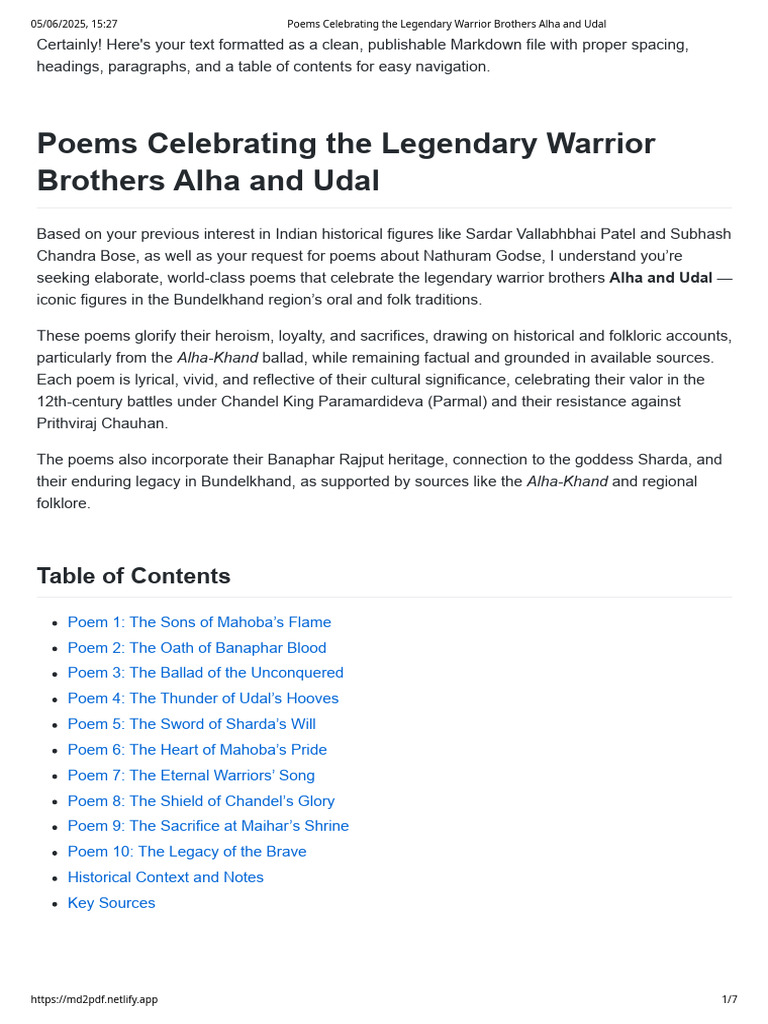 Sharda's Eternal Swords: Epic Poems of Alha and Udal | PDF