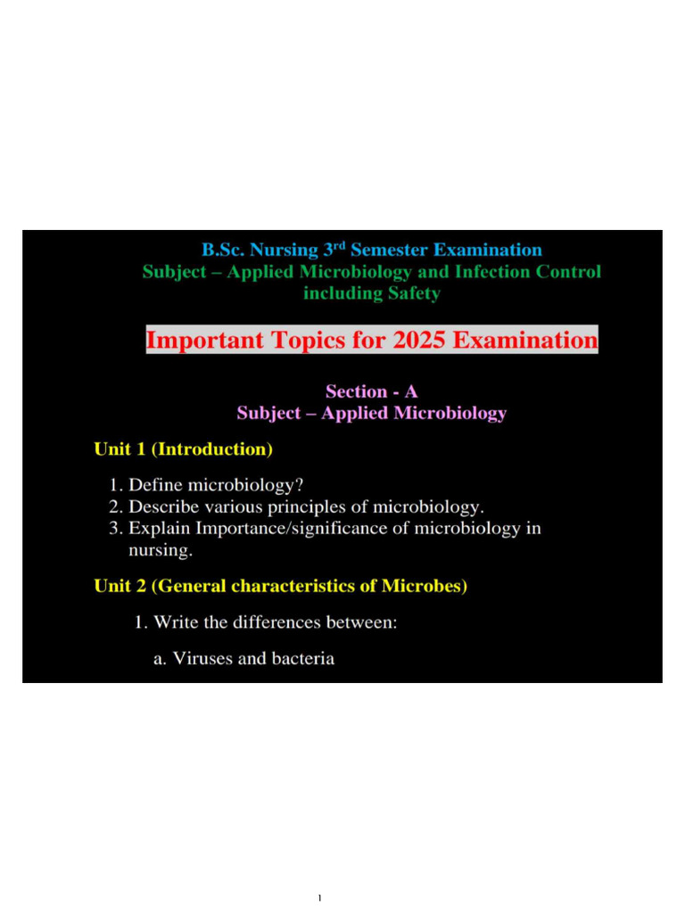 Microbiology and Infection Control Imp Questions | PDF