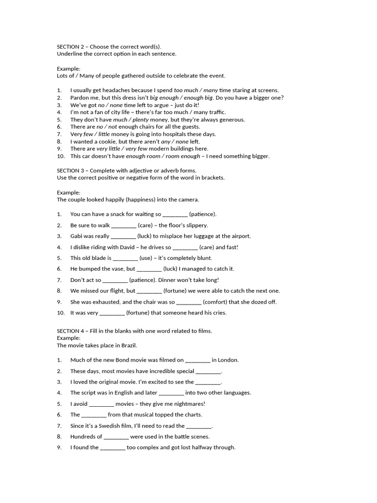 SECTION 2 - Choose The Correct Word | PDF | Language Mechanics ...
