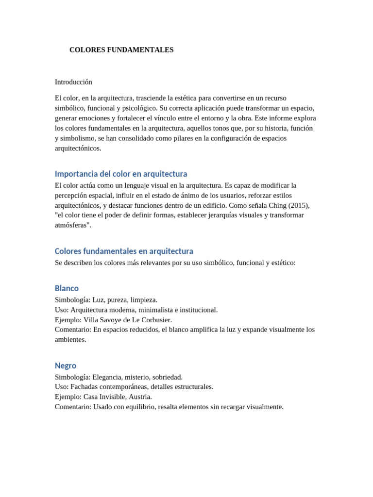 Colores Fundamentales Arquitectura | PDF | Color | Estilo