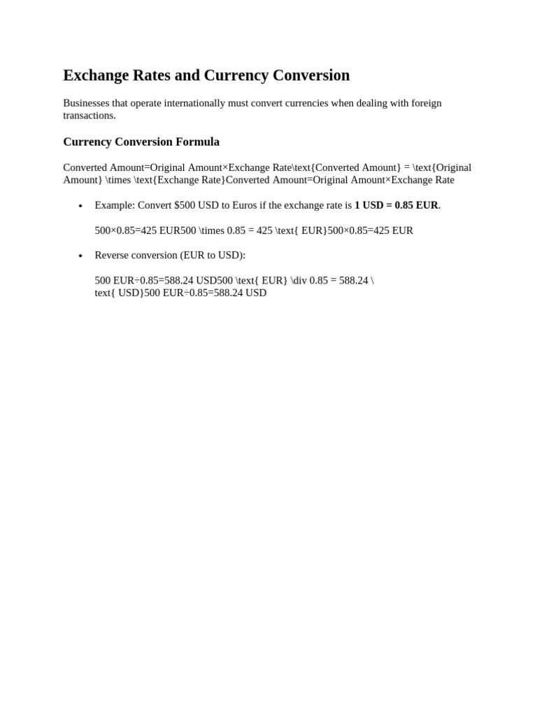 Exchange Rates and Currency Conversion | PDF