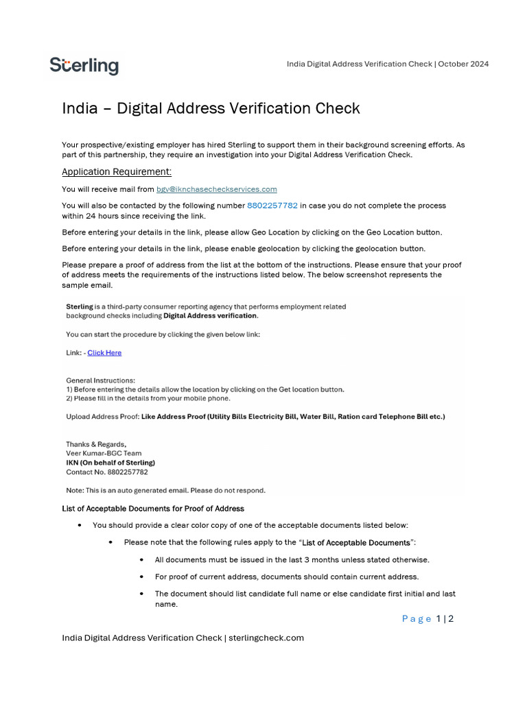 Digital Address Verification - India | PDF