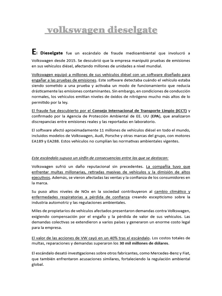 Volkswagen Dieselgate | PDF | Volkswagen