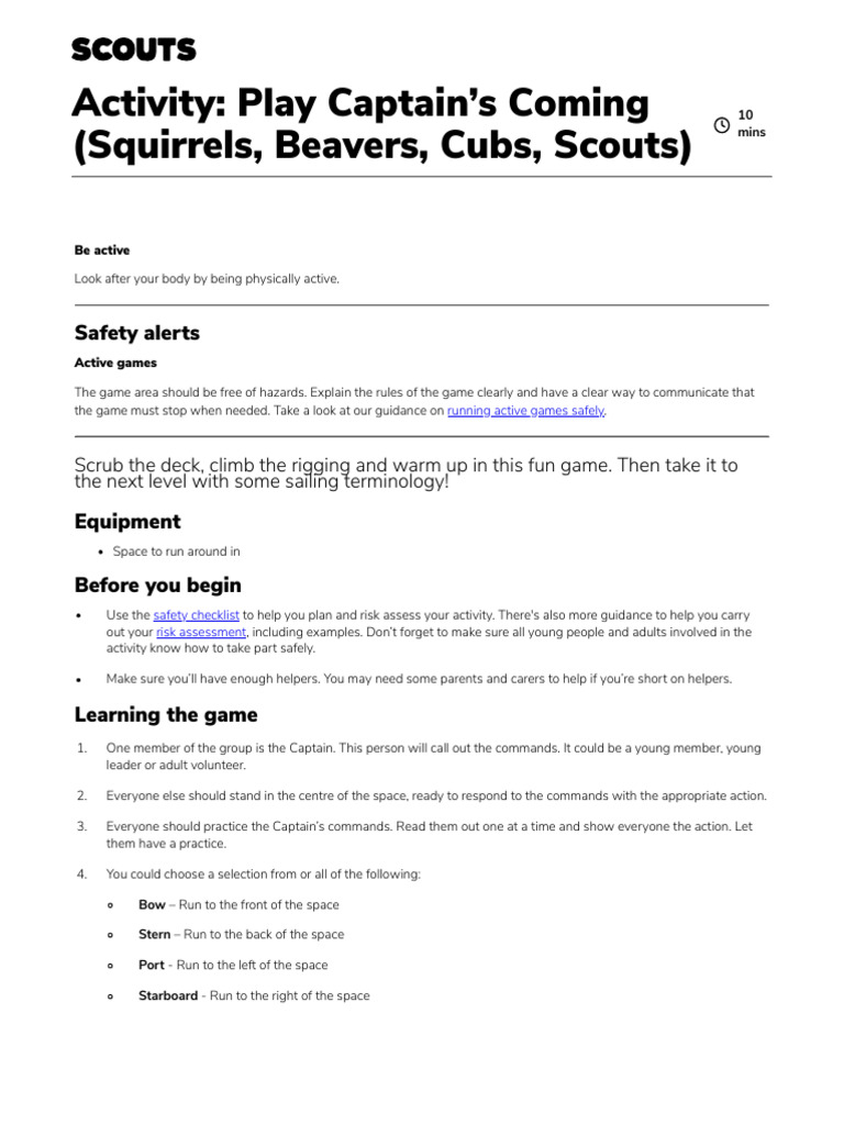 Activity Play Captain S Coming | PDF | Water Transport | Watercraft