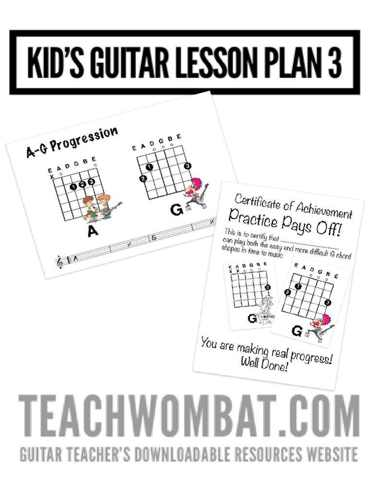 Childrens Guitar Lesson Plan 3 | PDF | Musical Instruments | Music Theory