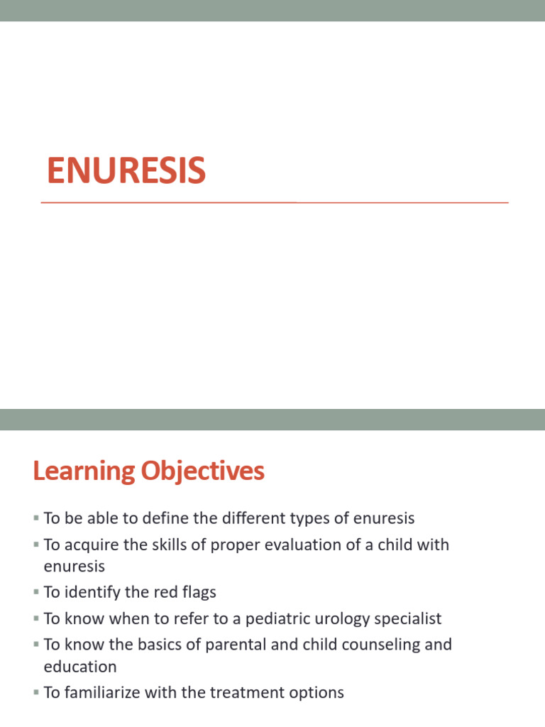 Enuresis | PDF | Urinary Incontinence | Nocturnal Enuresis