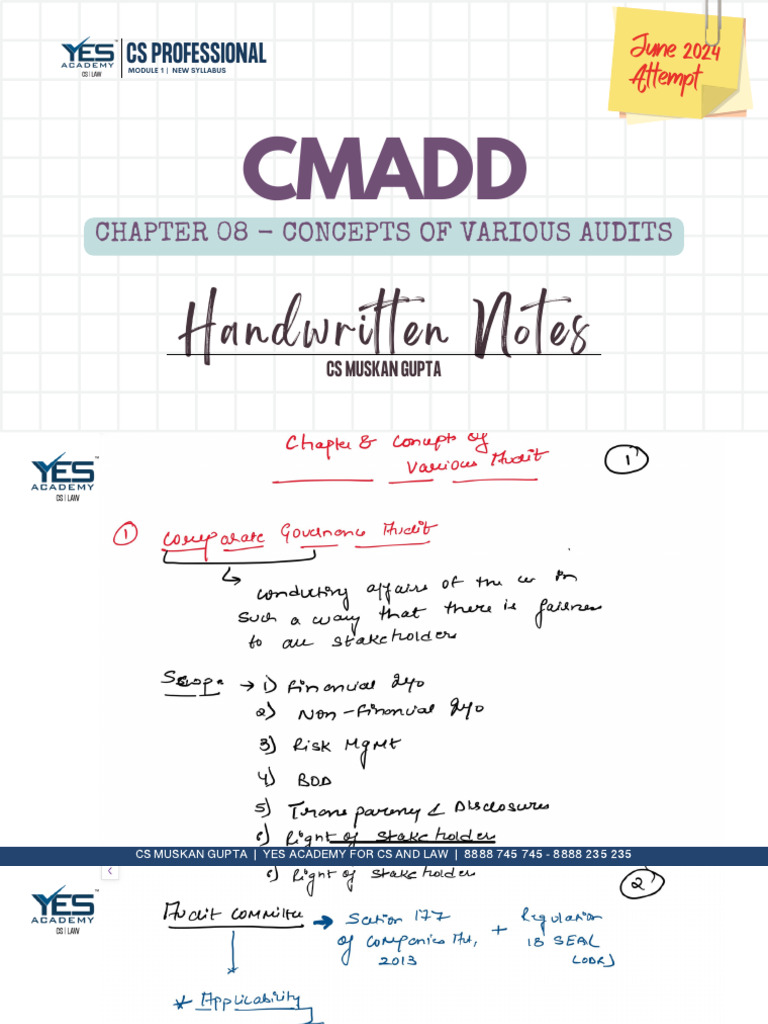 CS Professional Audit Notes 2024 | PDF