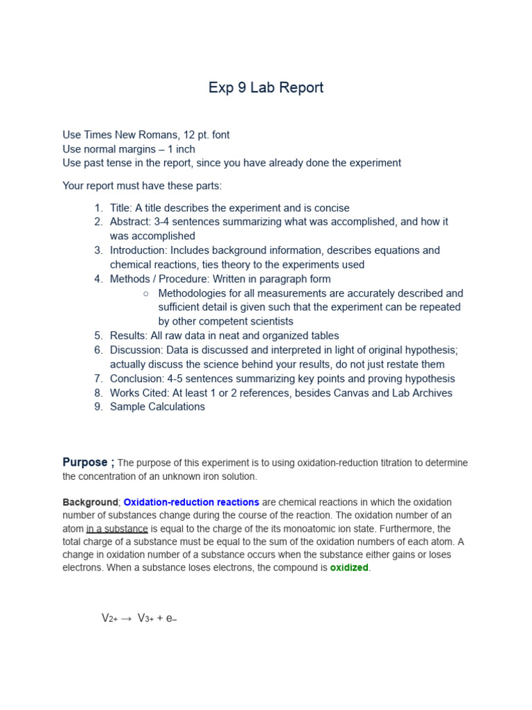 Oxidation-Reduction Lab Report | PDF | Redox | Chemical Reactions