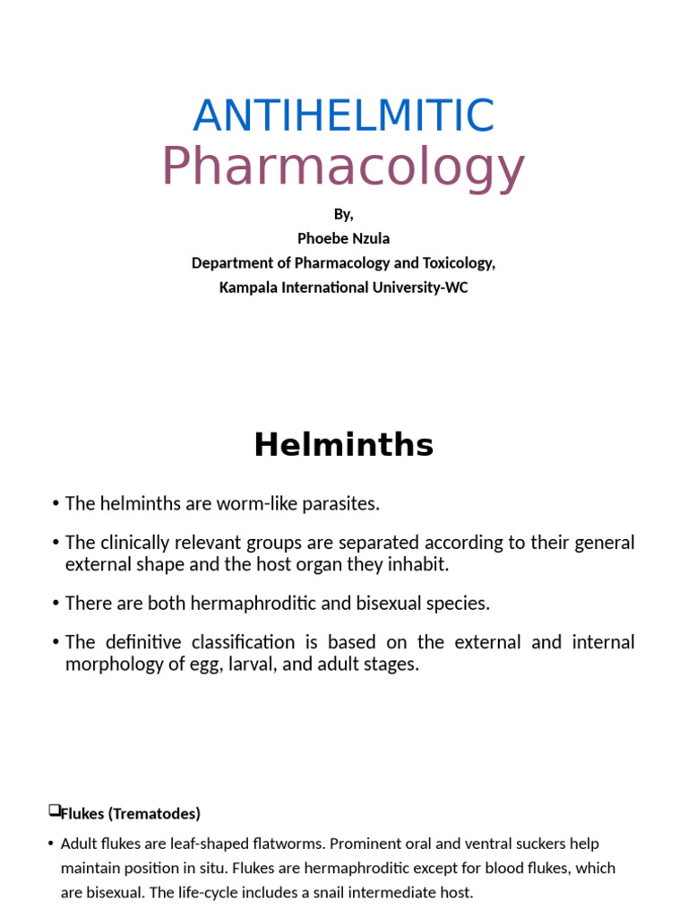 Anthelmintics and Antiparasitic Agents | PDF | Synapse | Parasitology