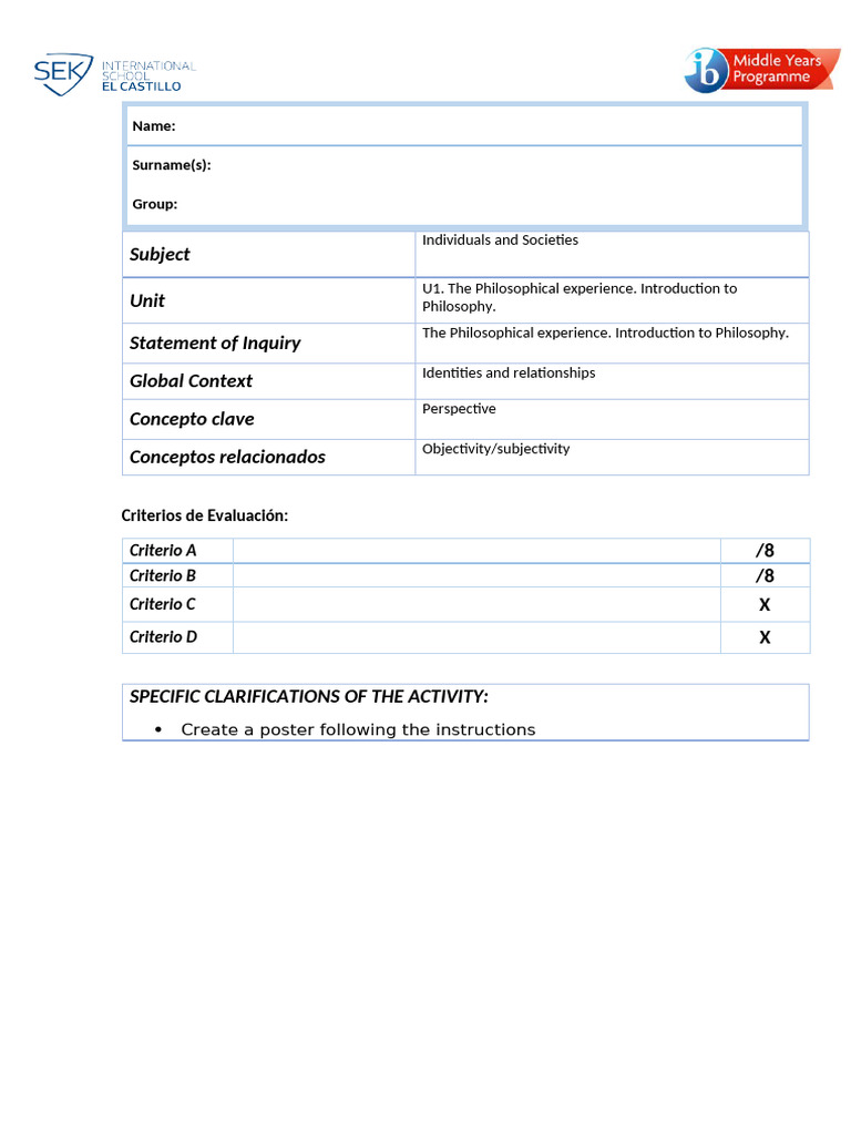 SK 4ESO Filo Summative Poster Criterion B | PDF | Argument | Fallacy