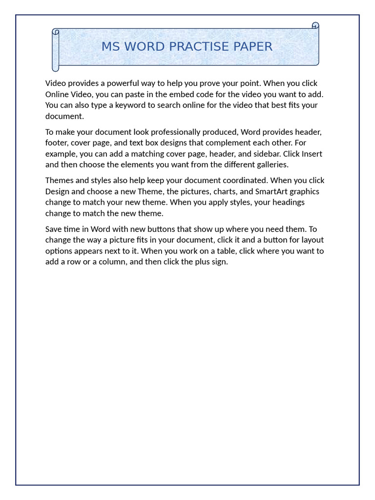 Ms Word Practice Paper 1 | PDF