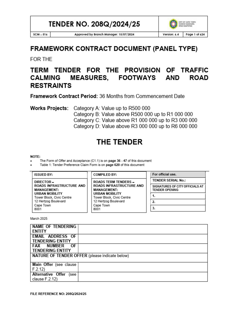 208Q-2024-25 - Traffic Calming Tender Document | PDF