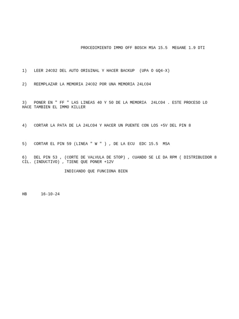 Procedimiento Immo Off Msa 15.5 (24lc04) | PDF