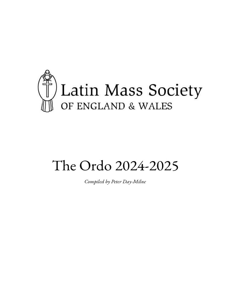 LMS Ordo 2024-2025 | PDF | Mass (Liturgy) | Catholic Liturgy