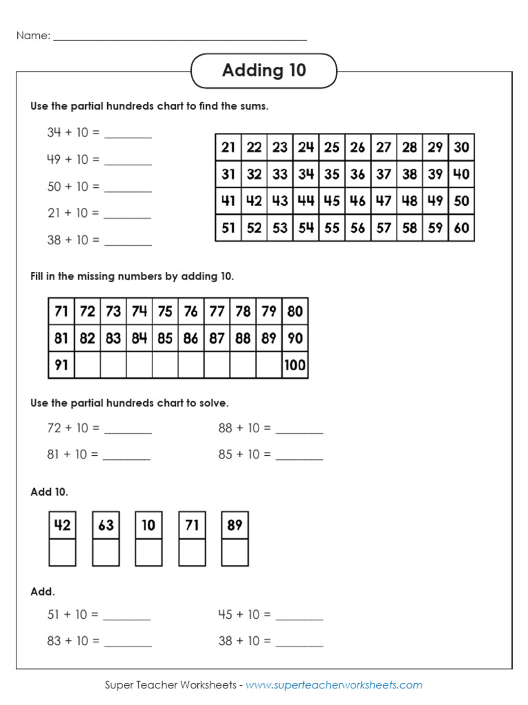 Adding 10 Hundreds Chart ATNHD | PDF