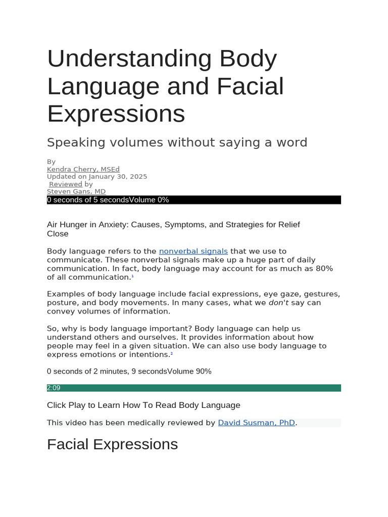 Understanding Body Language and Facial Expressions | PDF | Body ...