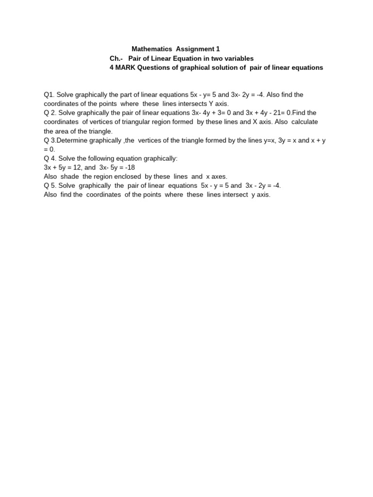 Mathematics Assignment 1 | PDF