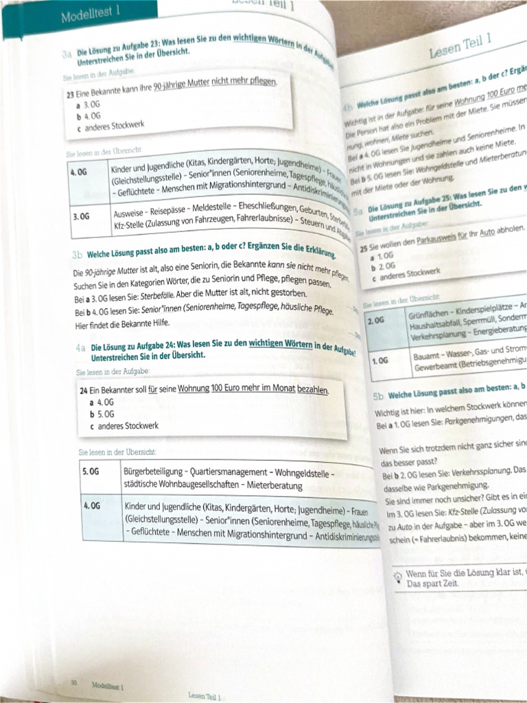 Die Lösung Zu Aufgabe 23 Was Lesen Sie Zu Den Wichtigen Wörtern in Der Aufgab | PDF