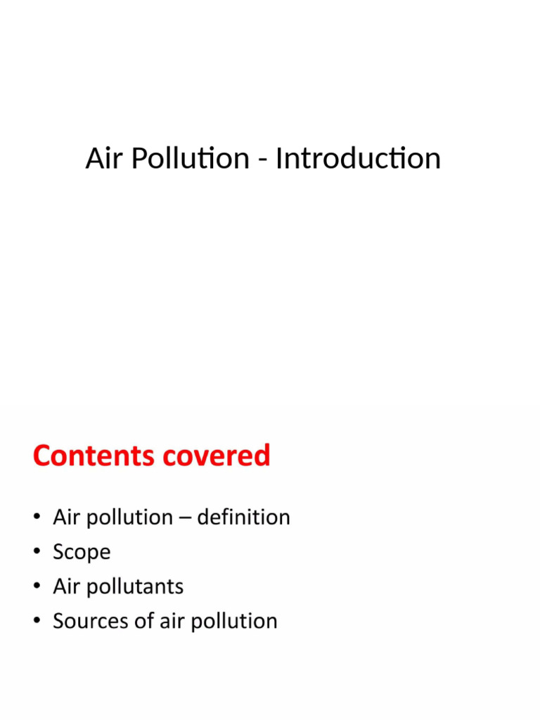 Introduction To Air Pollution | PDF
