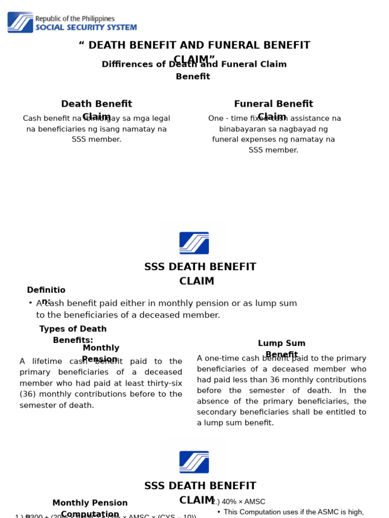 Death and Funeral Benefit Claims Guide | PDF | Pension | Personal Finance