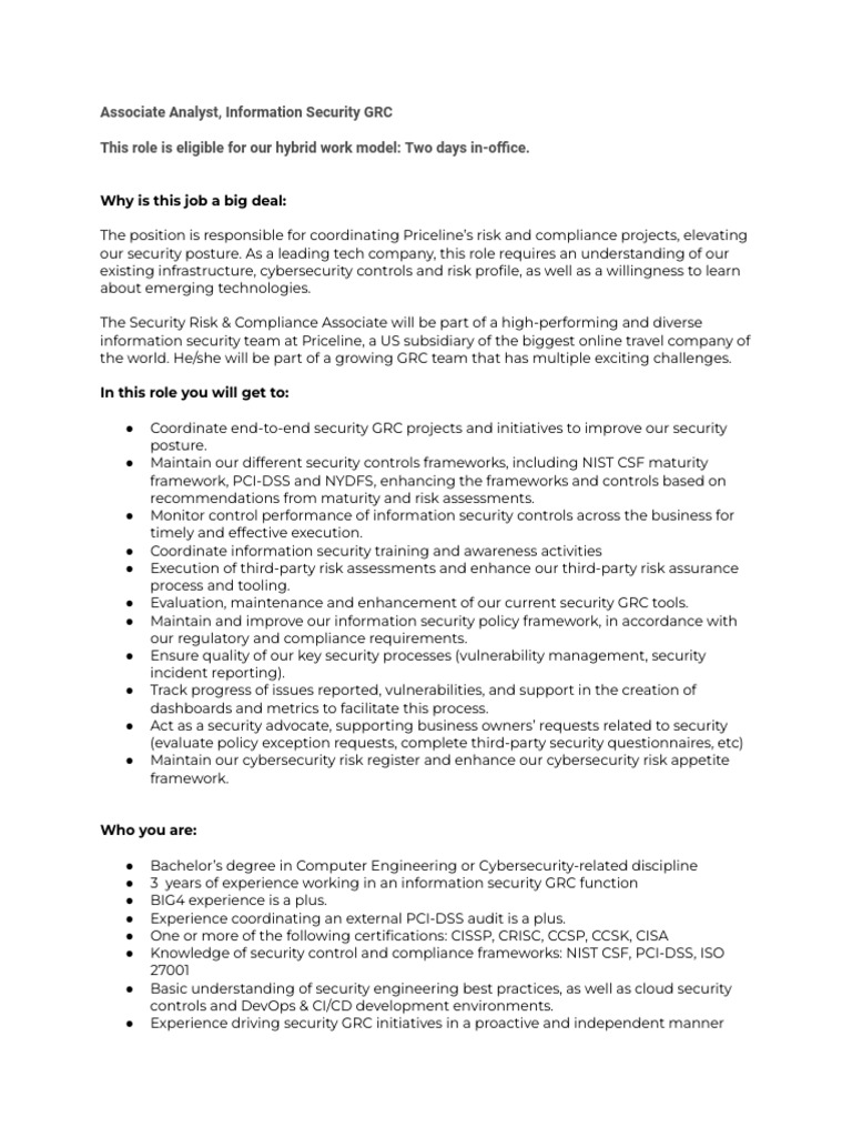 Associate Analyst, Information Security GRC | PDF | Information ...