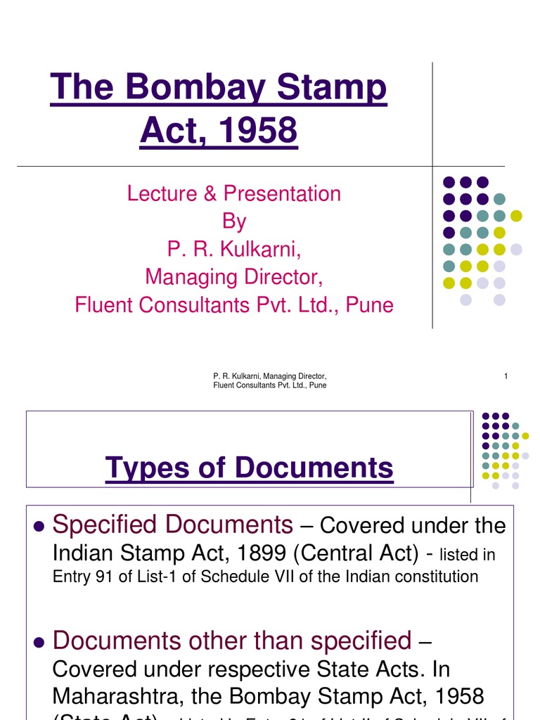 The Bombay Stamp Act, 1958 | PDF | Taxes | Government