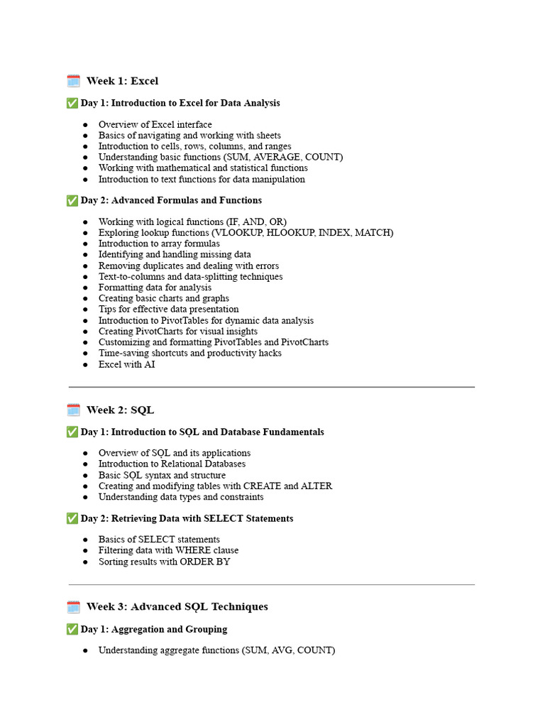 ? Data Analytics Course Curriculum | PDF | Data Analysis | Microsoft Excel