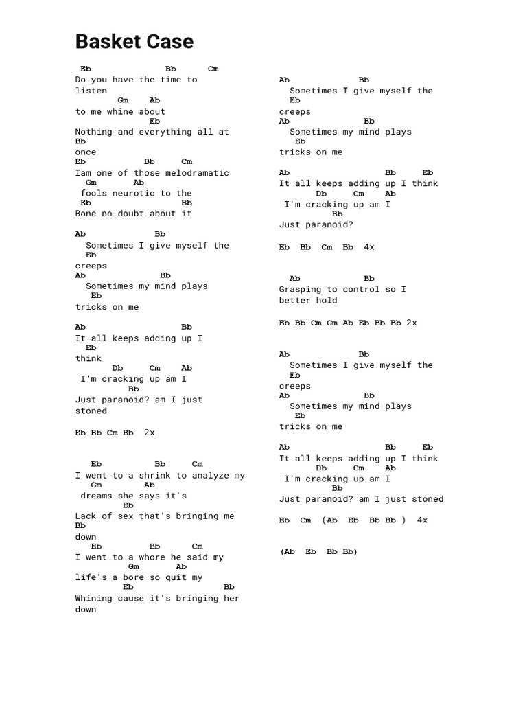 "Basket Case Lyrics Analysis" | PDF