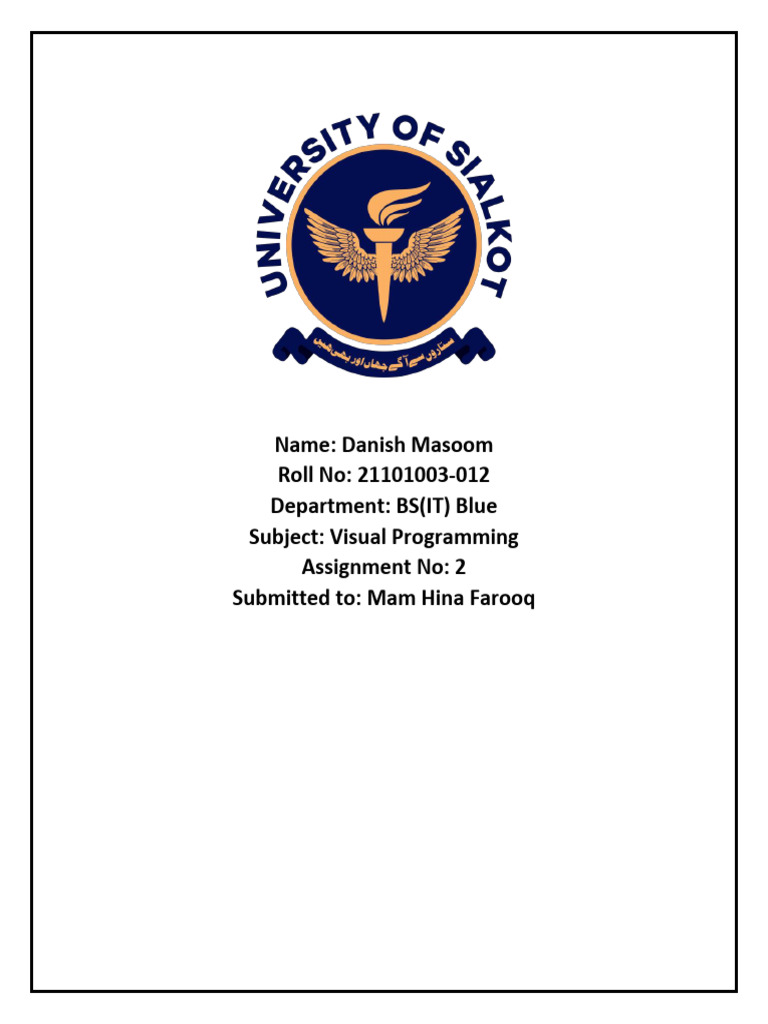 Assignment No 2 Visual Programming Pdf Inheritance Object Oriented Programming Method