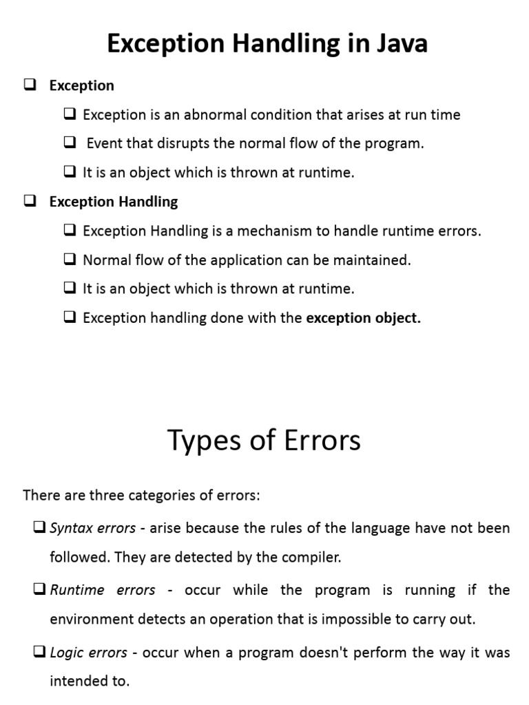 Exception Handling | PDF | Class (Computer Programming) | Computer Science
