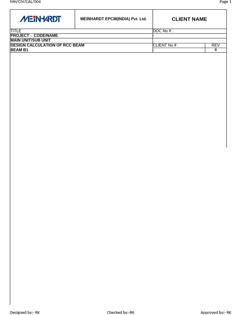 RCC Beam Design Calculation Sheet | PDF | Mechanical Engineering ...