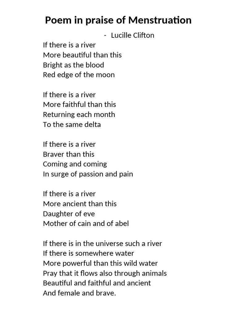 Poem in Praise of Menstruation | PDF
