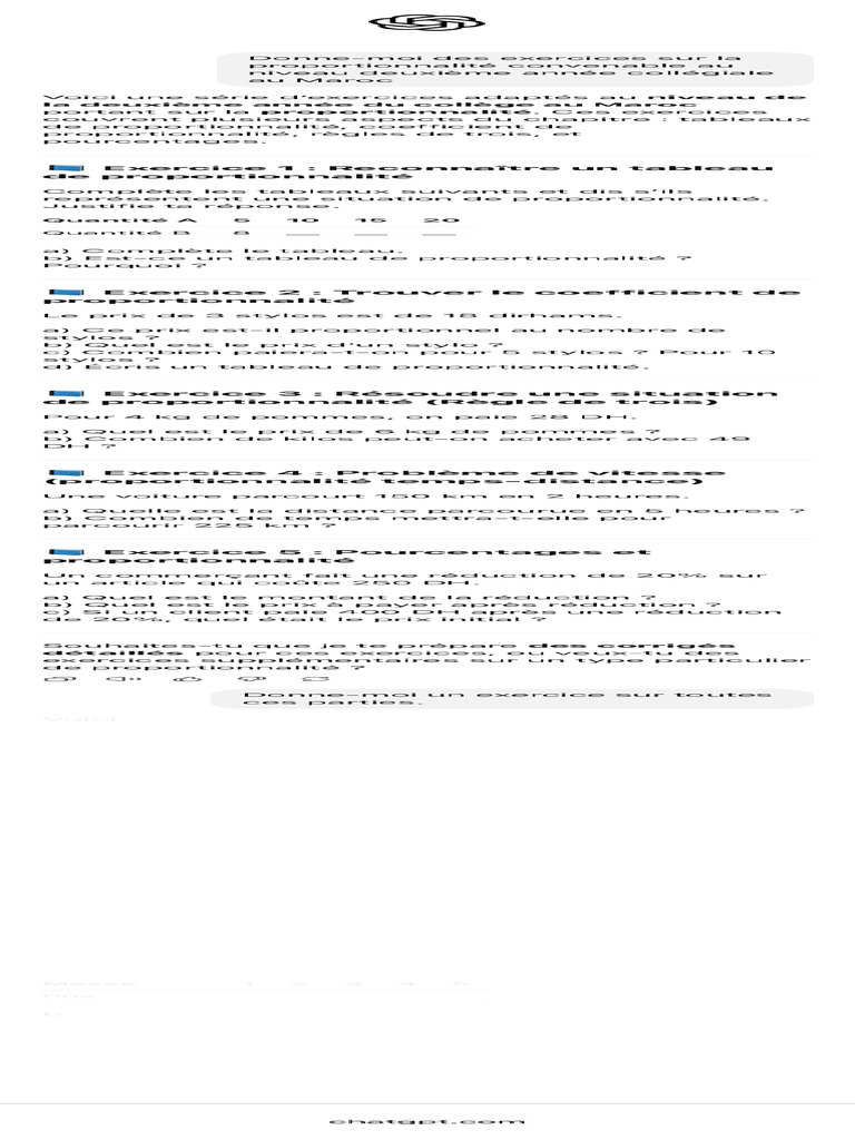 Exercices Proportionnalité Collège | PDF