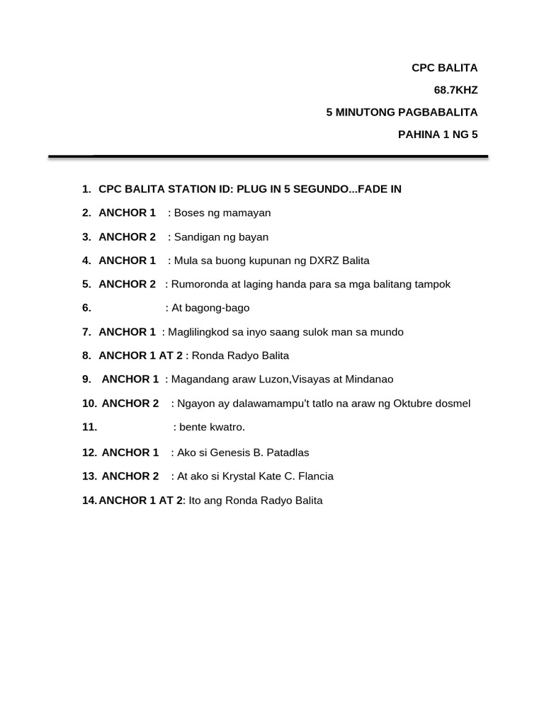 Diplahan National High School Script Filipino Radio Broadcasting | PDF