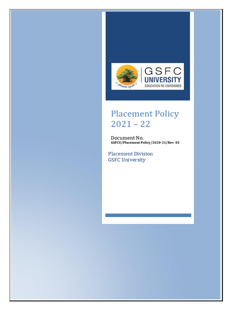 GSFC University - Placement Policy 2021-22 | PDF | Entrepreneurship ...