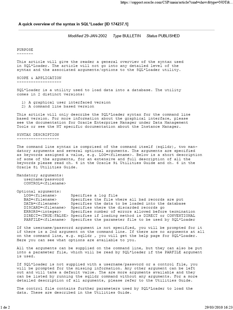 SQLLDR Sintaxis | PDF | Command Line Interface | Parameter (Computer Programming)