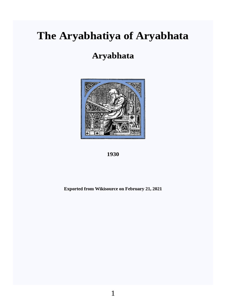 The Aryabhatiya of Aryabhata | PDF