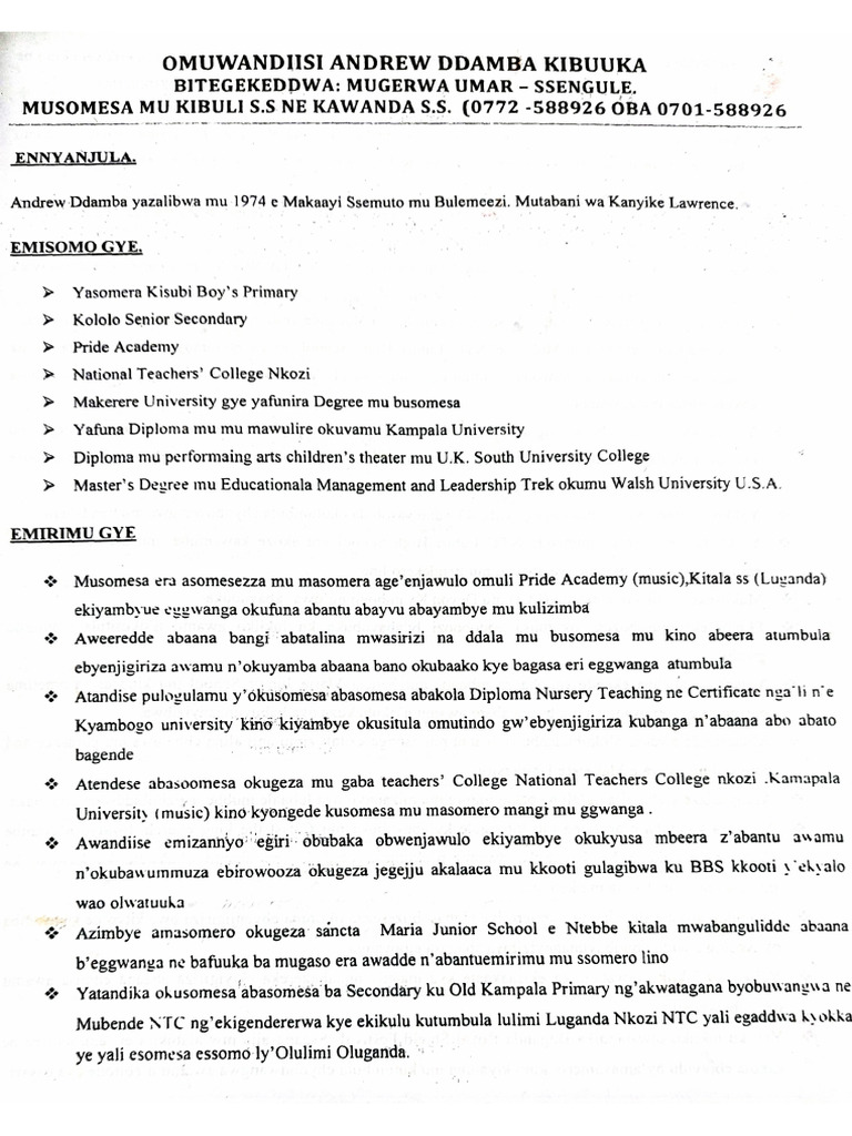 Omuwandiisi Ddamba A.K Notisi | PDF