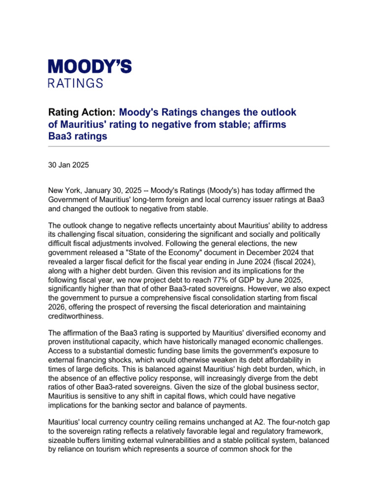 Rating Action Moodys Ratings Changes The 30jan2025 PR 501080 | PDF ...