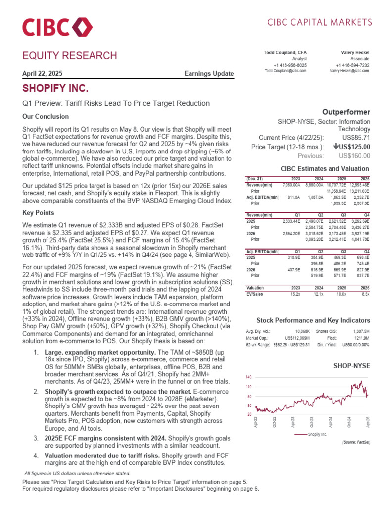Cibc - Shop q1 Preview, Apr 22 2025 | PDF | Securities (Finance ...