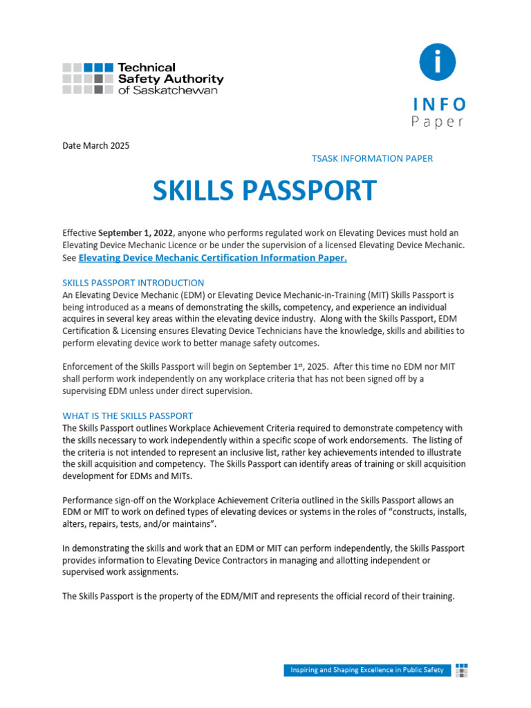 Skills Passport Class A B and C Bulletin | PDF