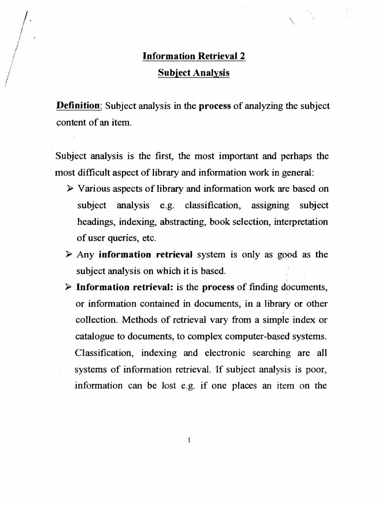 Subject Analysis | PDF