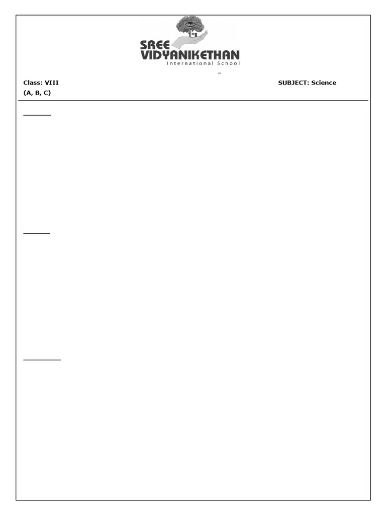 Class 8 Science Holiday Assignment | PDF