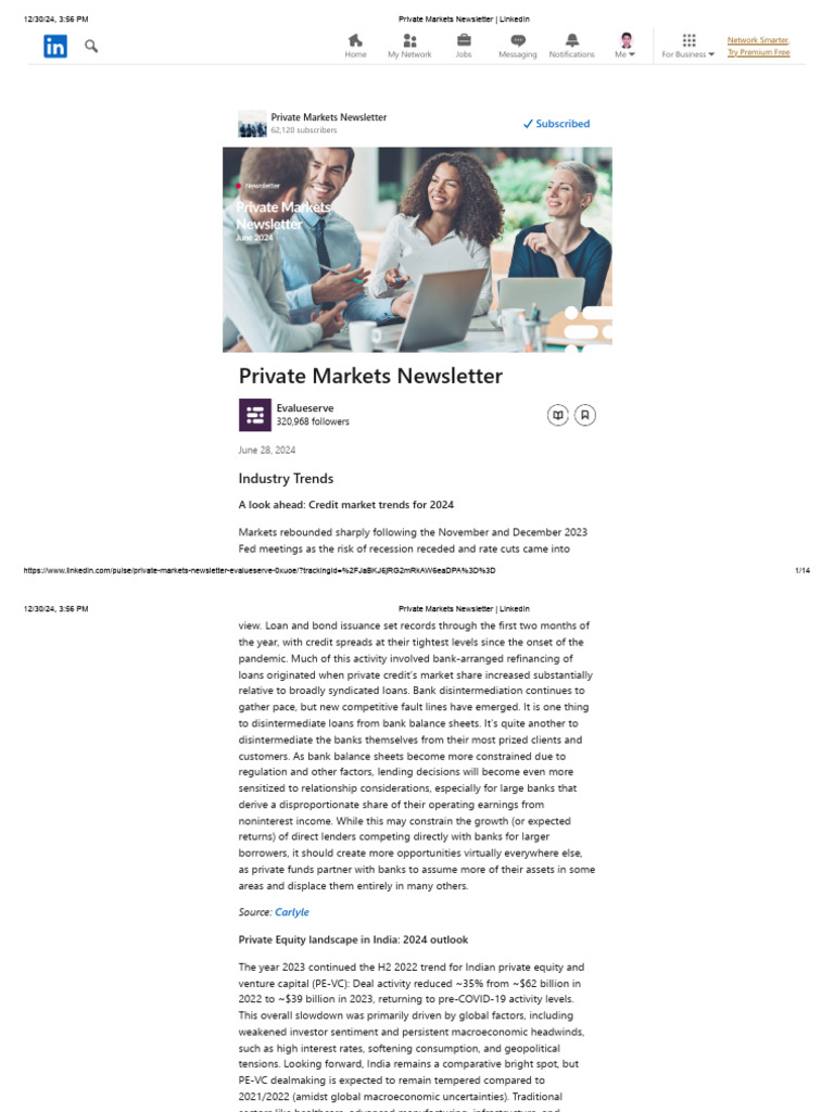 Private Markets Newsletter-June | PDF | Corporate Finance | Venture Capital