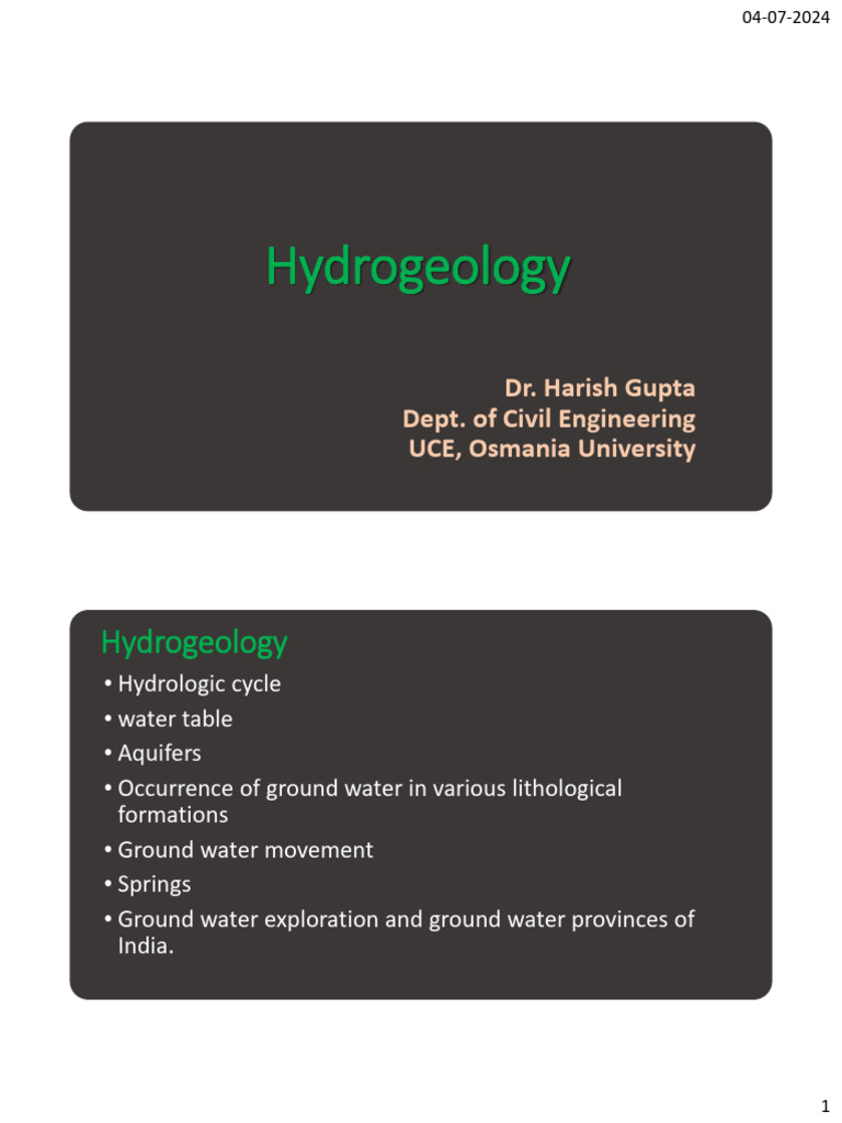 Groundwater Hydrology | PDF | Aquifer | Groundwater