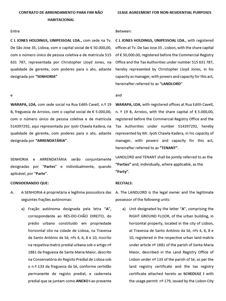 Lease Agreement - Warapa 8.10.24 (1) | PDF | Direito Comum | Lei e economia