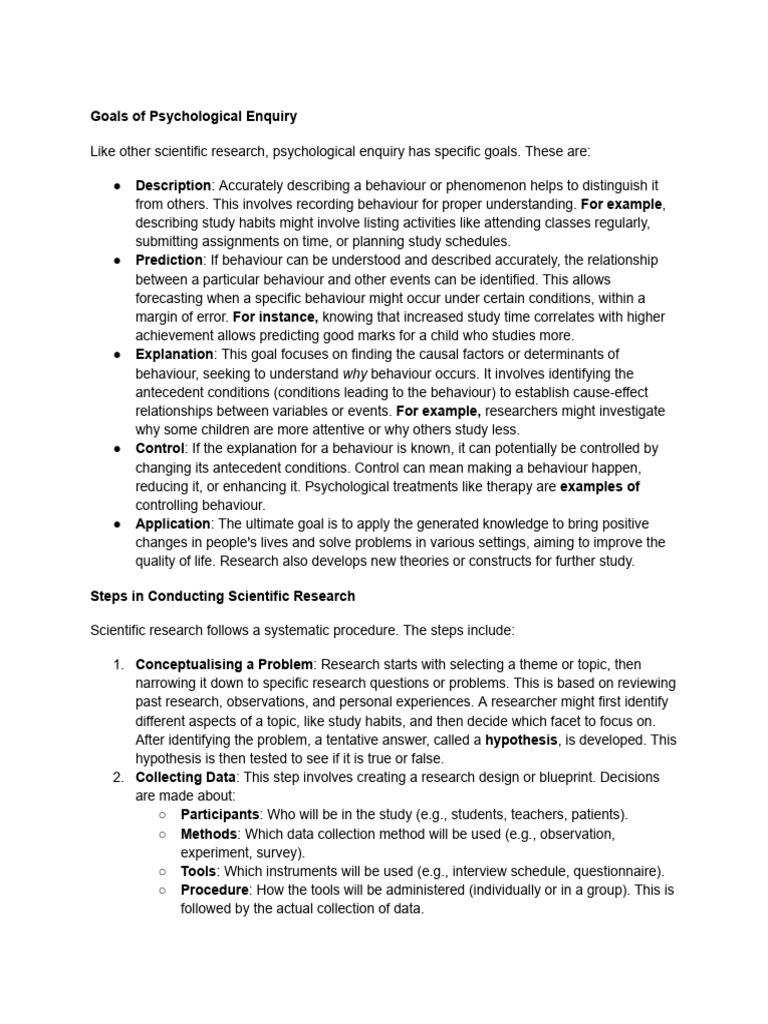Detailed Note - Methods of Enquiry in Psychology. | PDF | Survey ...