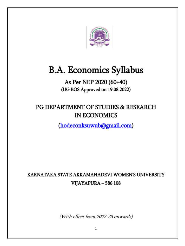 B.A. Economics Syllabus NEP 2020 | PDF | Macroeconomics | Money Supply