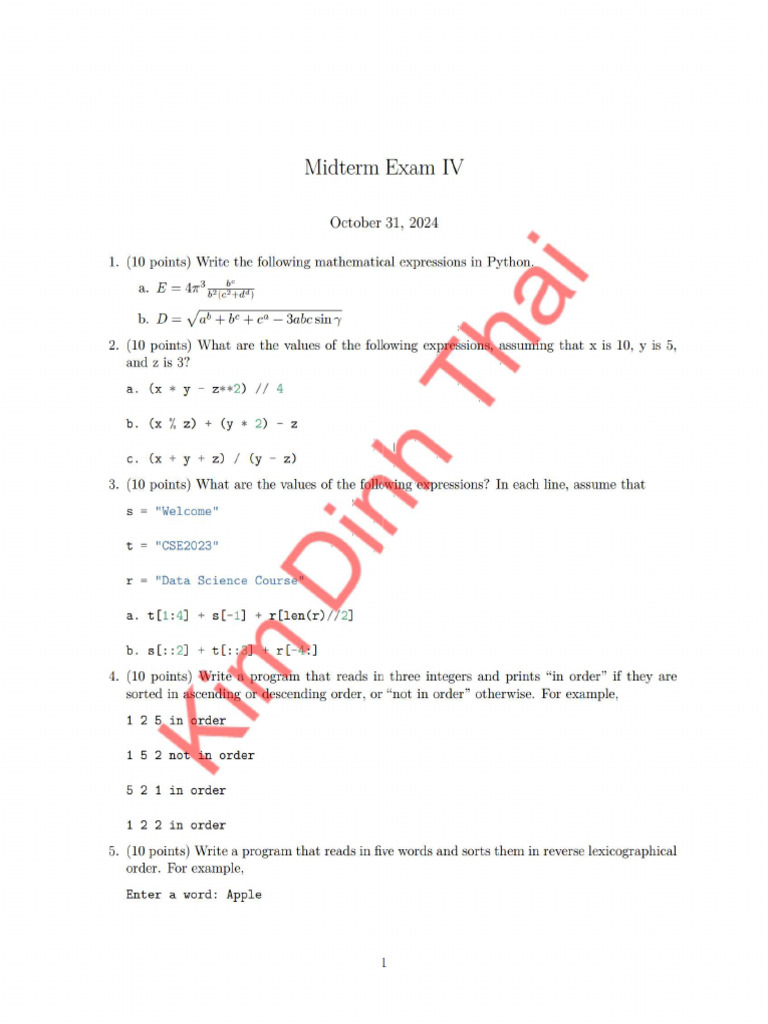 Midterm Exam IV - 2024-2025P | PDF
