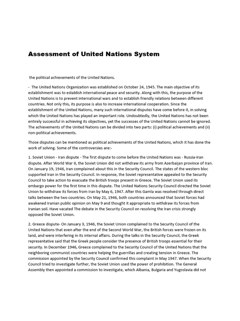 UN Political Achievements Overview | PDF | Nuclear Weapons | Nuclear ...